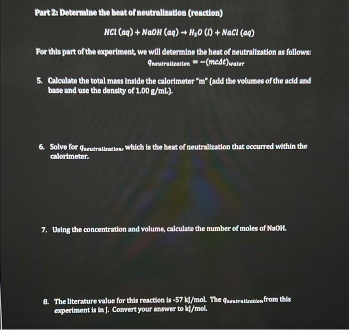 Solved HCl(aq)+NaOH(aq)→H2O(l)+NaCl(aq) For this part of the | Chegg.com