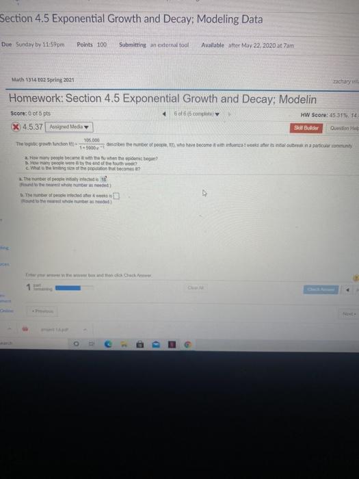 Solved Section 4.5 Exponential Growth and Decay: Modeling | Chegg.com