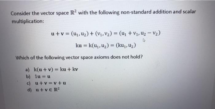 Solved Consider the vector space R2 with the following | Chegg.com