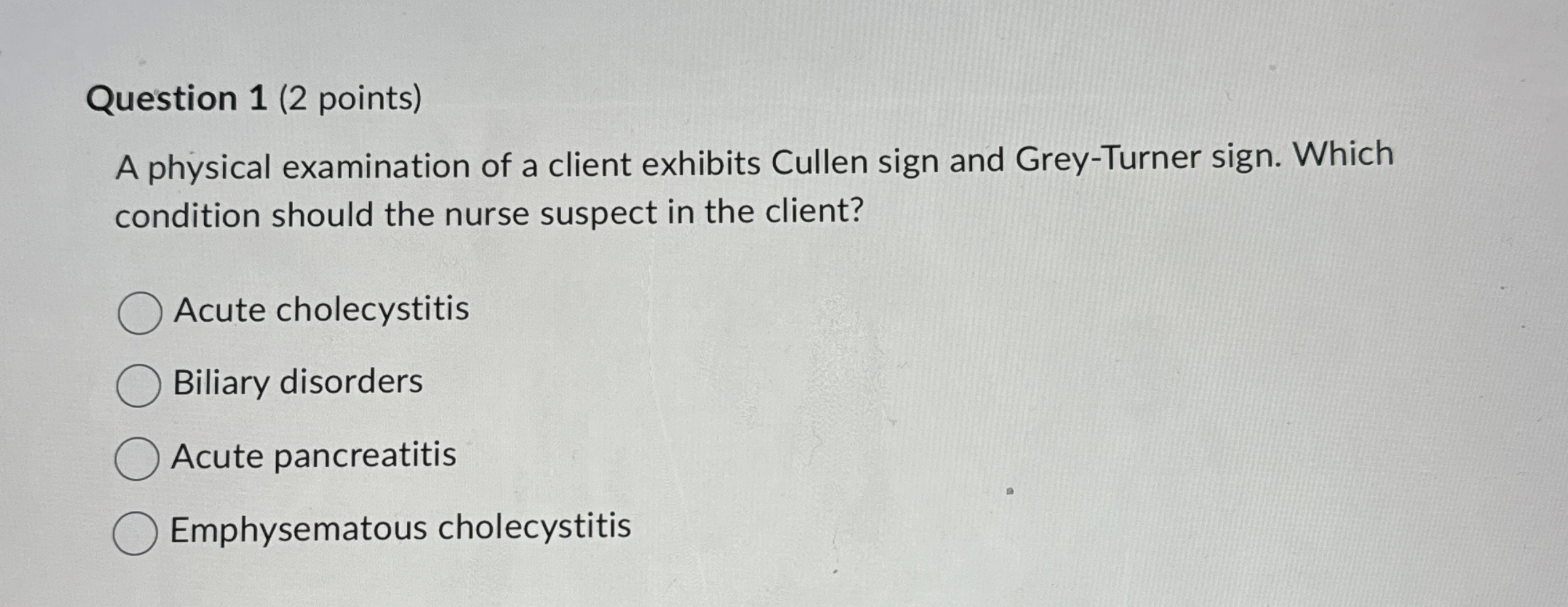 Solved Question 1 (2 ﻿points)A physical examination of a | Chegg.com