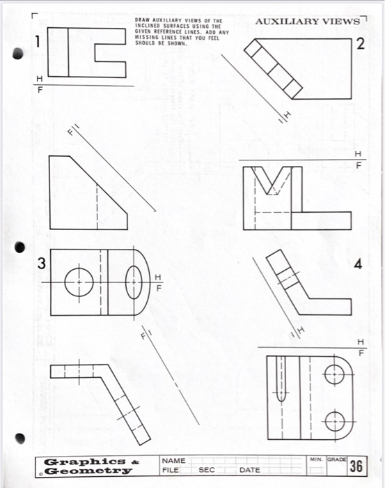 Solved AUXILIARY VIEWS PROJECT THE VIEWS OF THE OBJECT ONTO | Chegg.com
