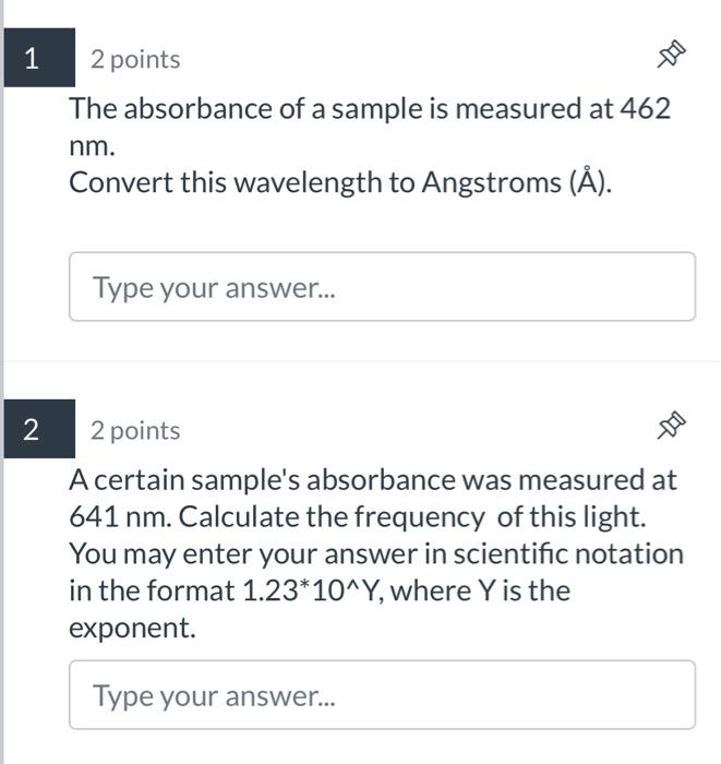 Solved 2 points The absorbance of a sample is measured at | Chegg.com
