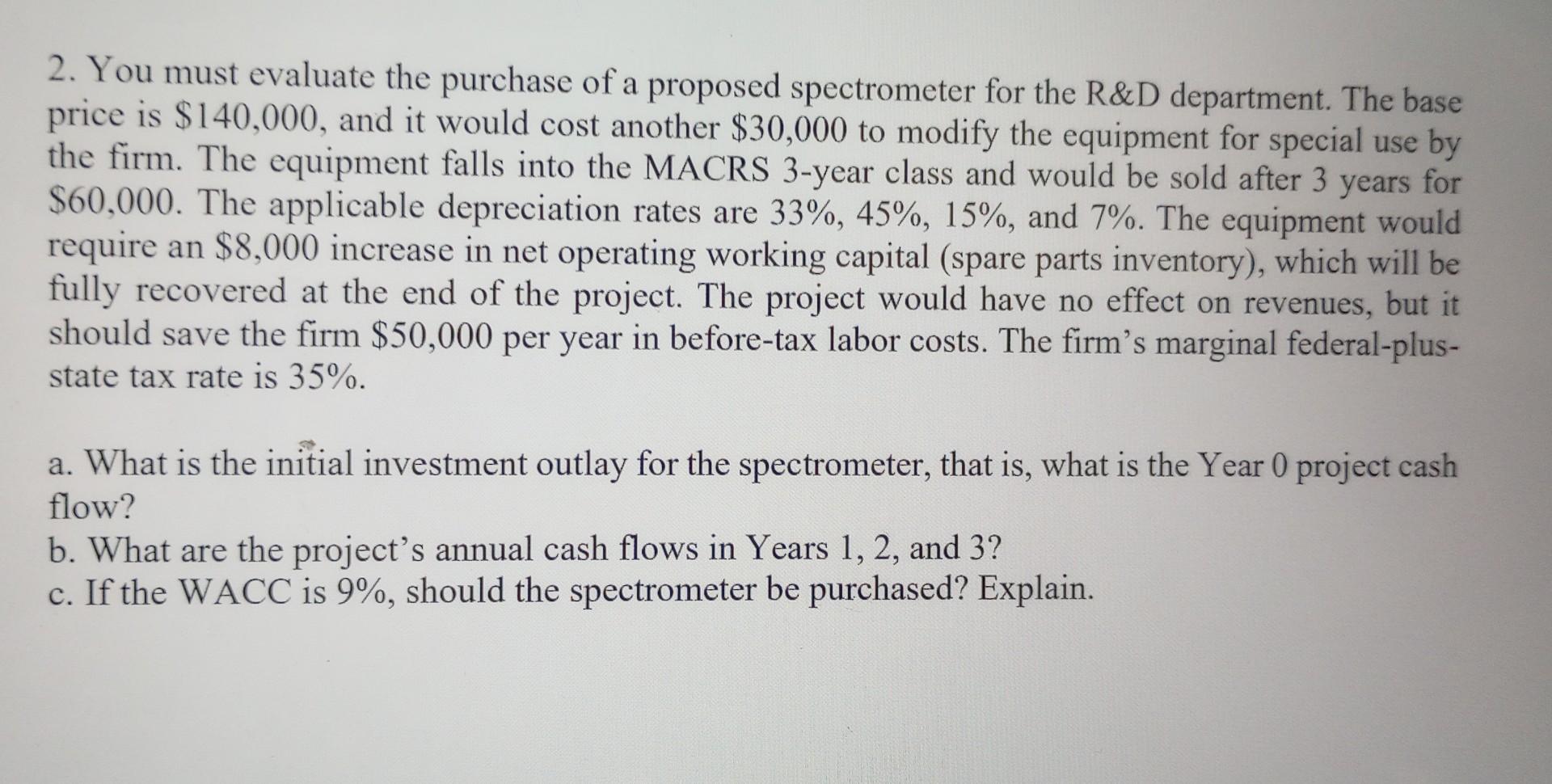 Solved 2. You must evaluate the purchase of a proposed | Chegg.com