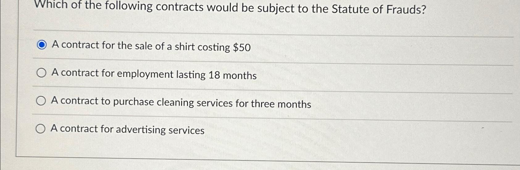 Solved Which of the following contracts would be subject to | Chegg.com