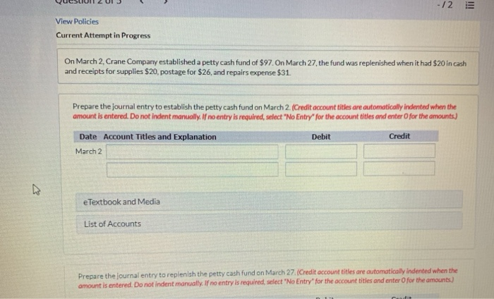 Solved -12 View Policies Current Attempt in Progress On | Chegg.com