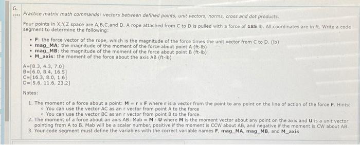 Solved 6 Practice Matrix Math Commands Vectors Between 6180