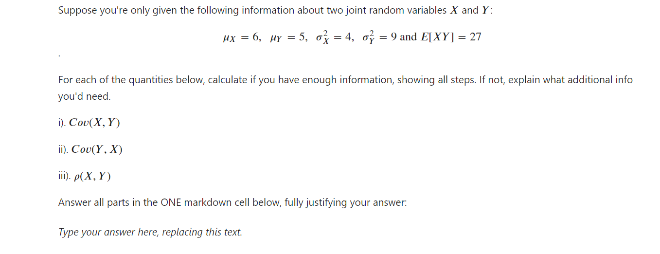 Solved Suppose you're only given the following information | Chegg.com