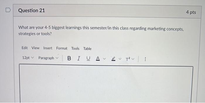 Solved What are your 4-5 biggest learnings this semester/in | Chegg.com