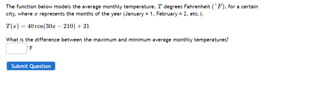 Solved The function below models the average monthly | Chegg.com