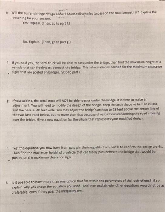 Conic Section Activity - Bridge Design - MA! TASK: | Chegg.com