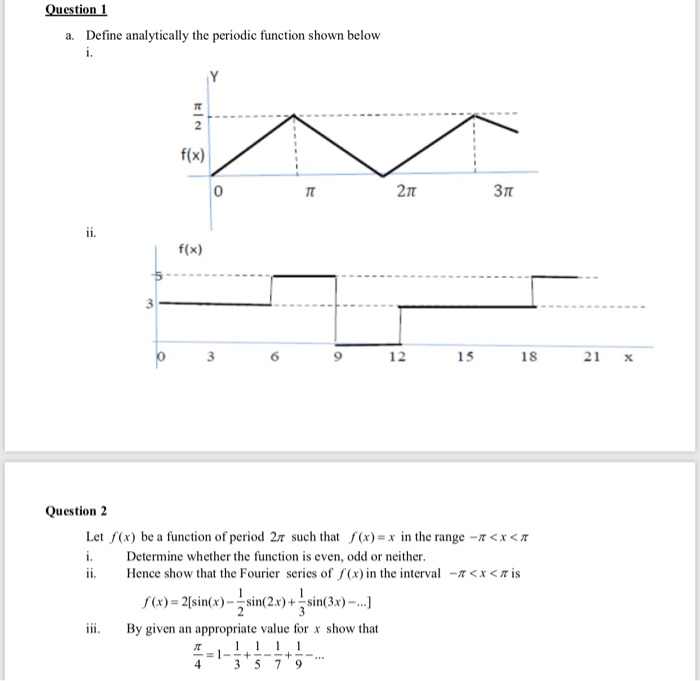 Solved Question 1 a. Define analytically the periodic | Chegg.com