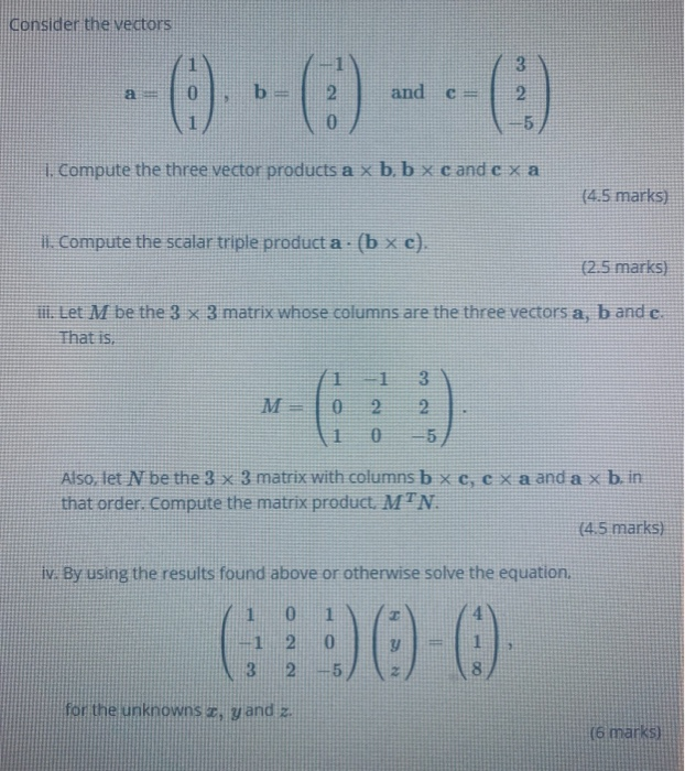 Solved consider the vectors 3 ------ 1. Compute the three | Chegg.com