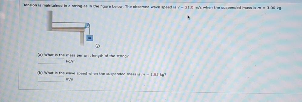 Solved Tension is maintained in a string as in the figure | Chegg.com