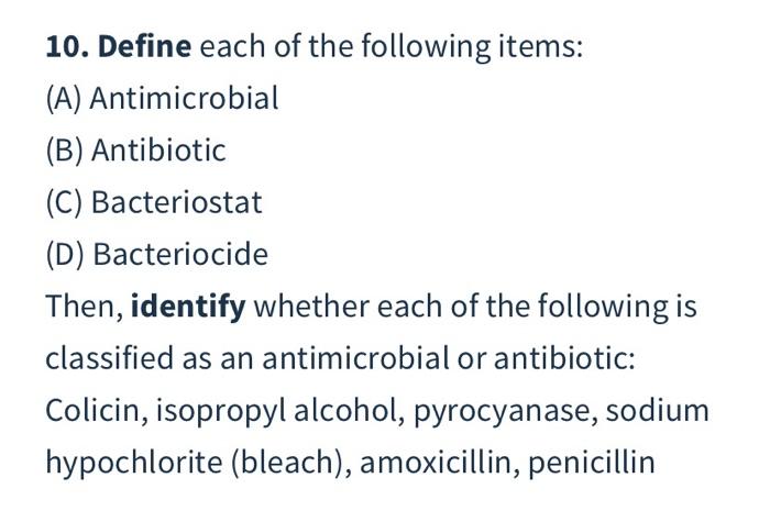 Solved 10. Define each of the following items: (A) | Chegg.com