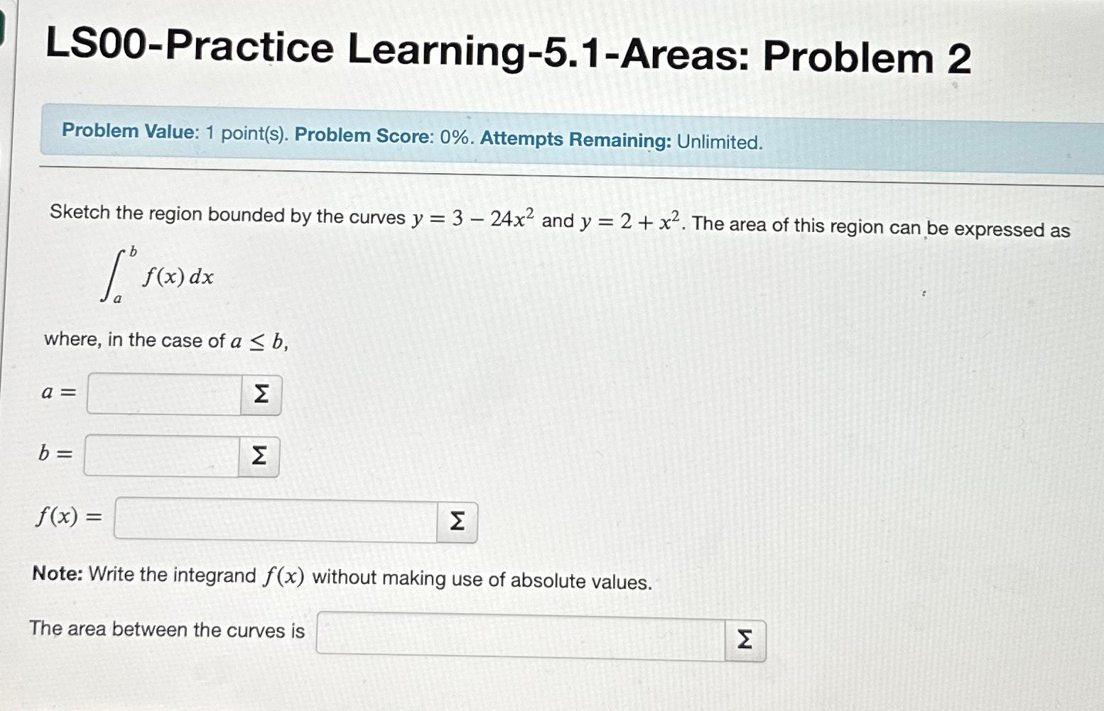 Solved LS00-Practice Learning-5.1-Areas: Problem 2Problem | Chegg.com