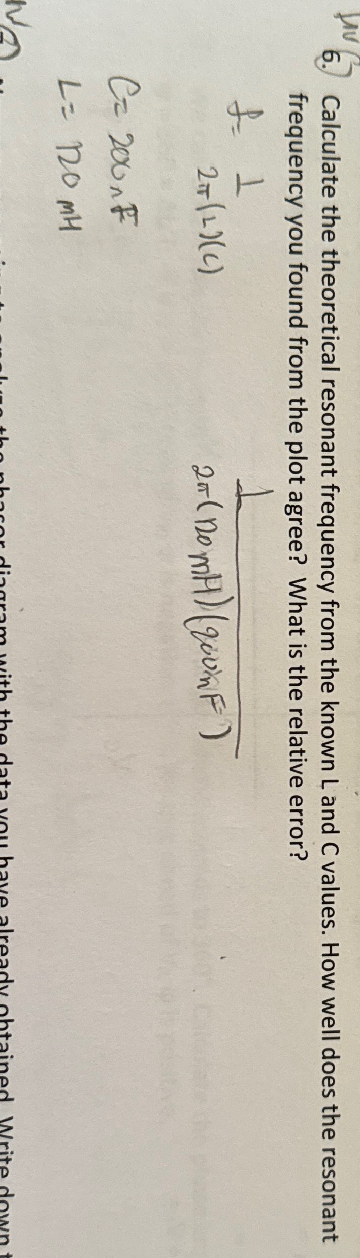 Solved Calculate the theoretical resonant frequency from the | Chegg.com