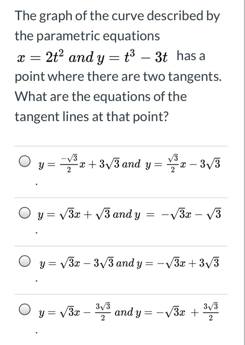 Solved The graph of the curve described by the parametric | Chegg.com
