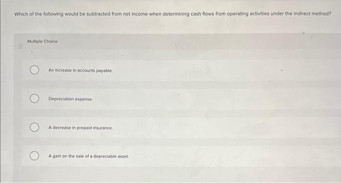 Solved Which of the following would be subtracted from net | Chegg.com