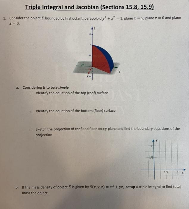 Solved Triple Integral and Jacobian (Sections 15.8, 15.9) 1. | Chegg.com