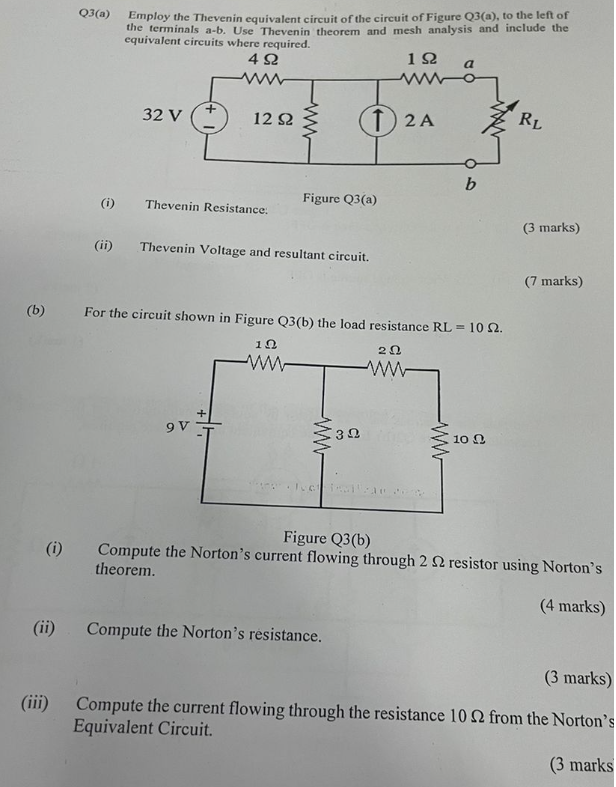 Solved Q3(a) ﻿Employ the Thevenin equivalent circuit of the | Chegg.com