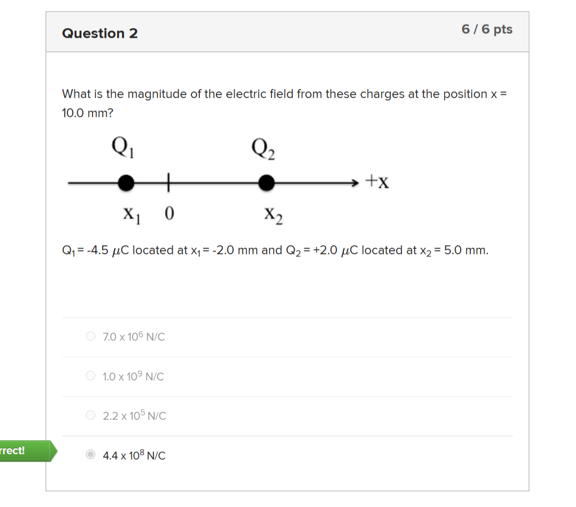 Solved Question 2What is the magnitude of the electric field | Chegg.com