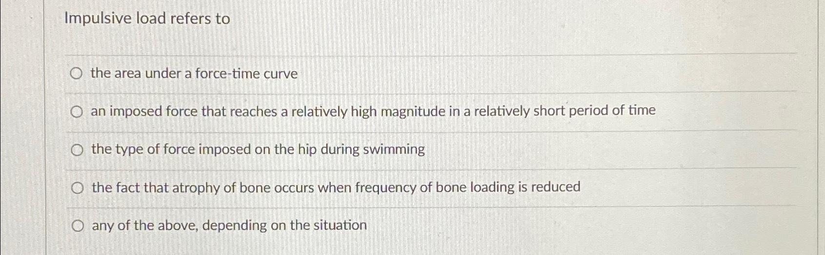 Solved Impulsive load refers tothe area under a force-time | Chegg.com