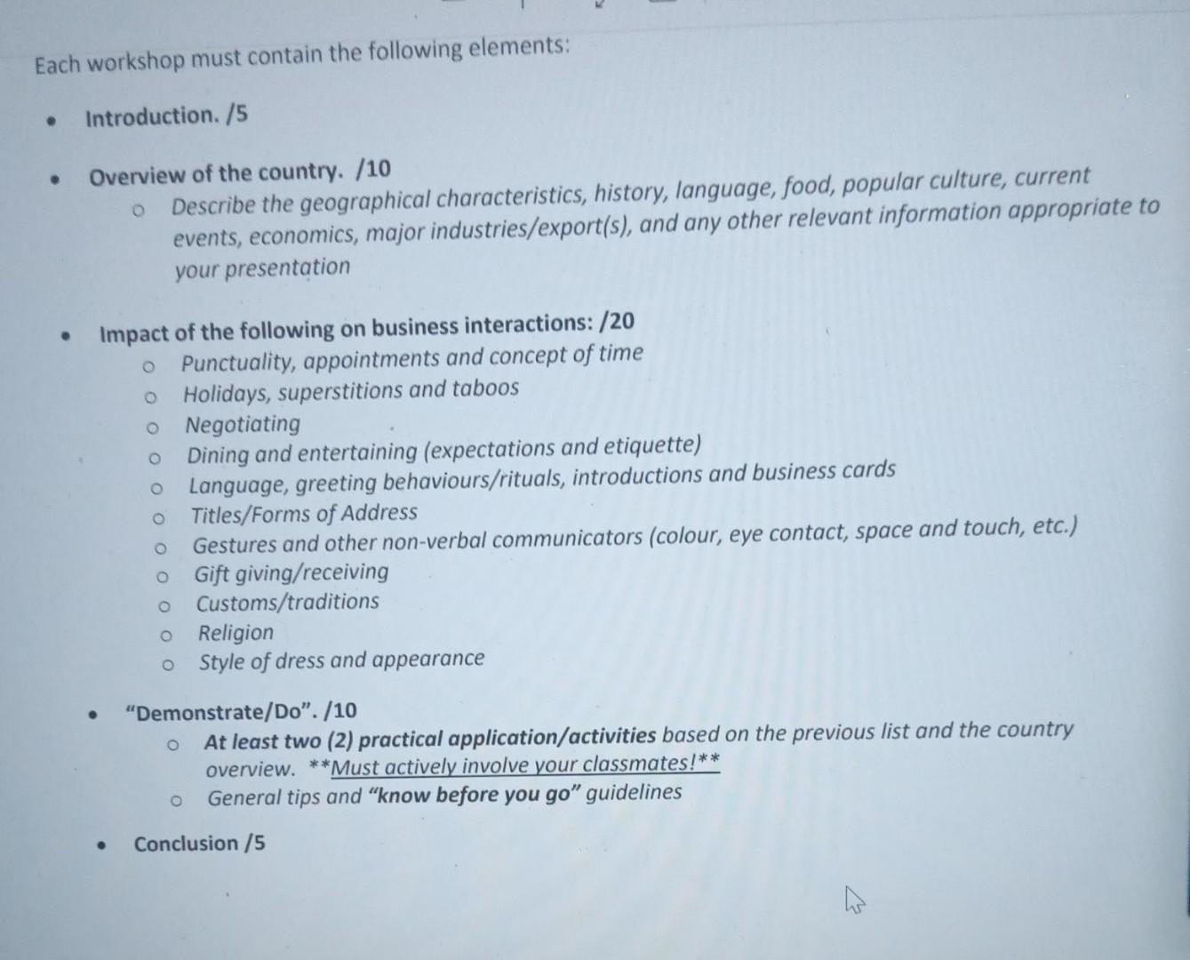 - Introduction. /5 - Overview of the country. /10 | Chegg.com