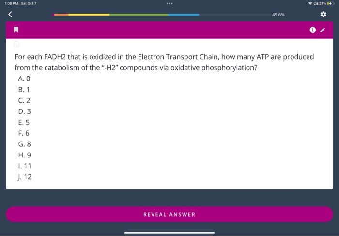 Solved For each FADH2 that is oxidized in the Electron | Chegg.com
