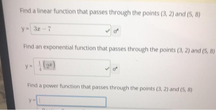 Solved Find a linear function that passes through the points | Chegg.com