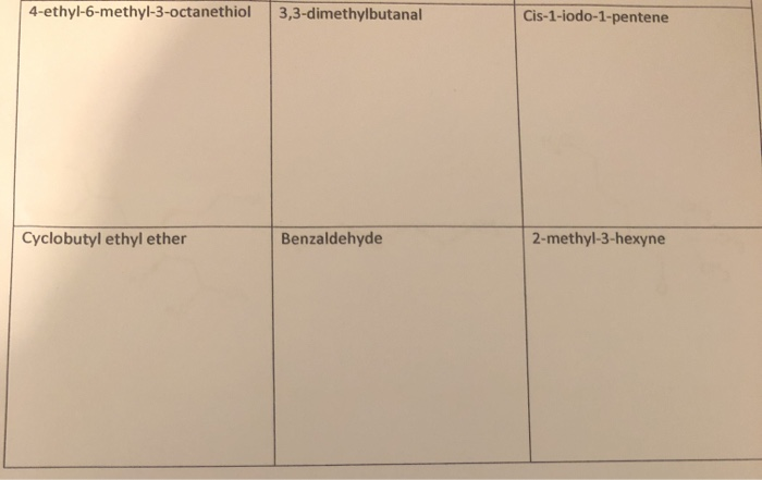 Solved 4-ethyl-6-methyl-3-octanethiol 3,3-dimethylbutanal | Chegg.com