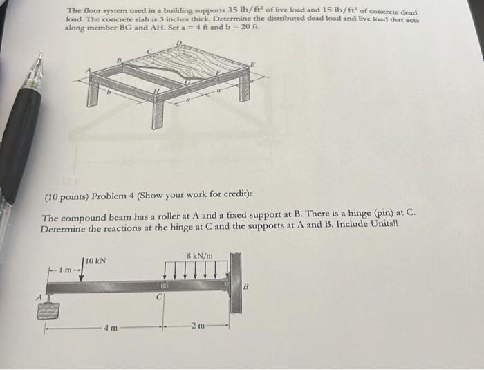 Solved The floor aystem used in a building supports 35lb/ft2 | Chegg.com