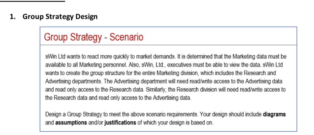 Solved 1. ﻿Group Strategy DesignGroup Strategy - | Chegg.com