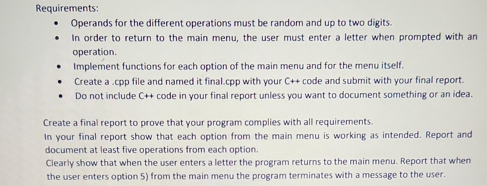 Solved The program must start with the following interface: | Chegg.com