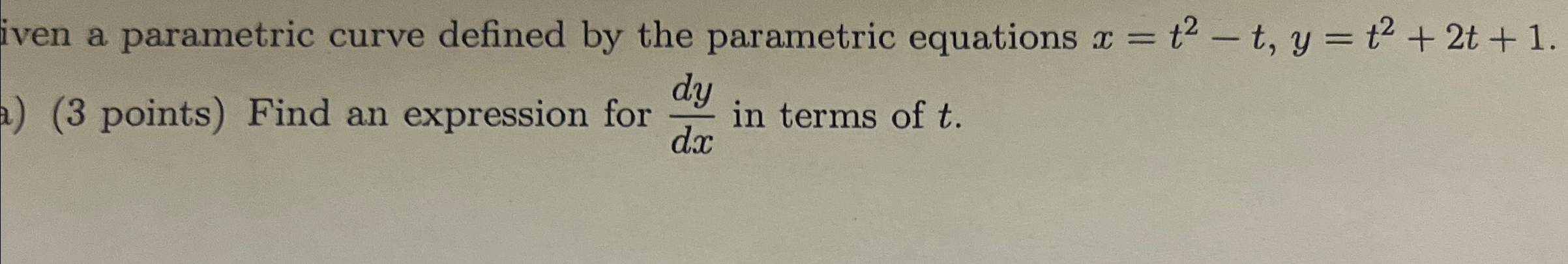 Solved iven a parametric curve defined by the parametric | Chegg.com