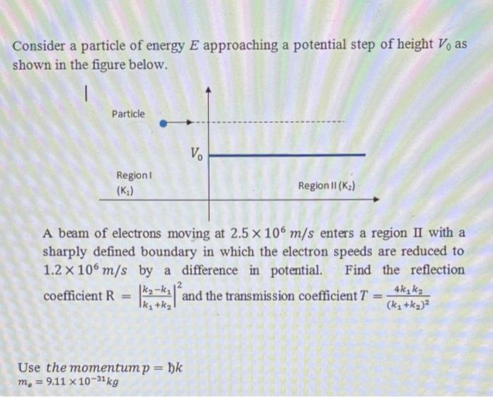 Solved Consider a particle of energy E approaching a | Chegg.com