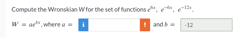 Solved Compute the Wronskian W ﻿for the set of functions | Chegg.com