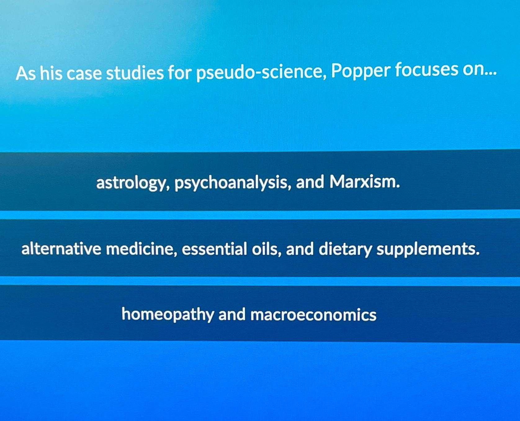 Solved As his case studies for pseudo-science, Popper | Chegg.com