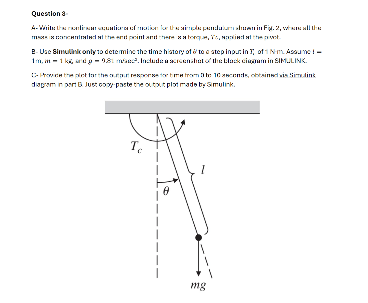 Solved Question 3-A- ﻿Write the nonlinear equations of | Chegg.com