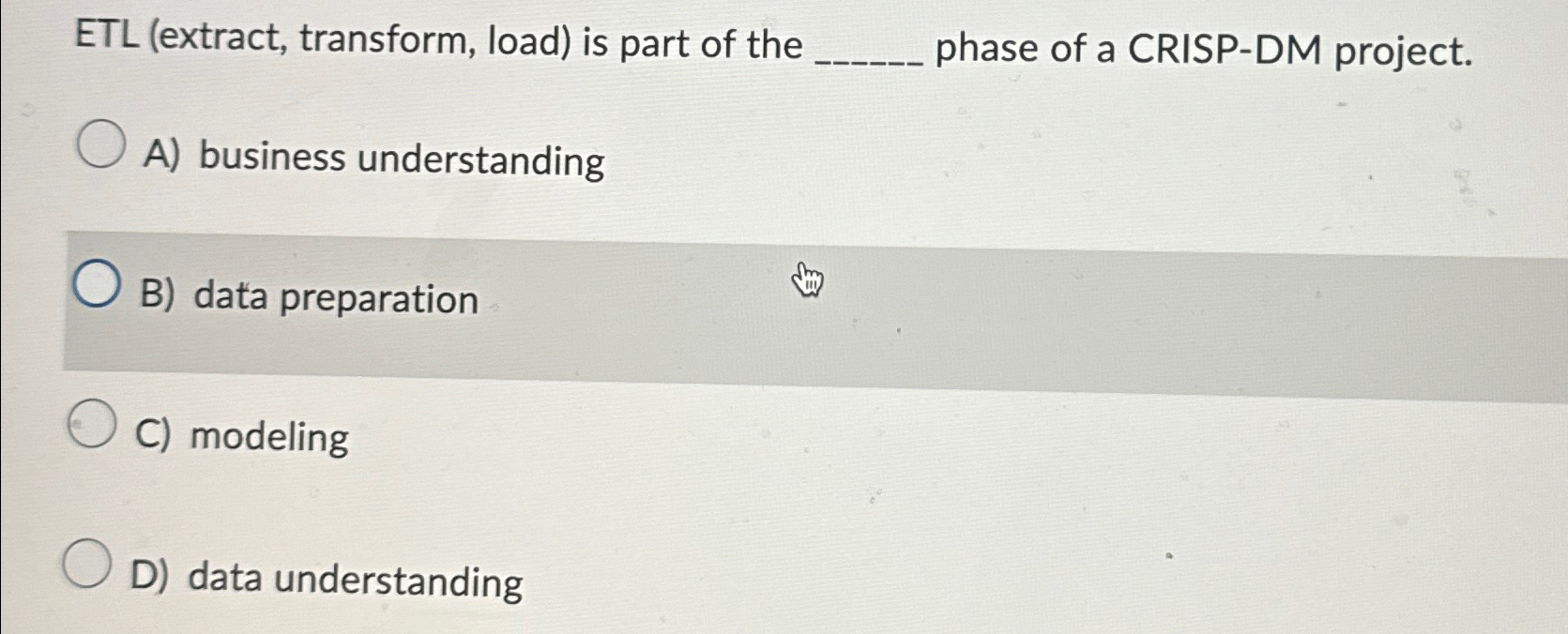 Solved ETL (extract, ﻿transform, load) ﻿is part of the phase | Chegg.com
