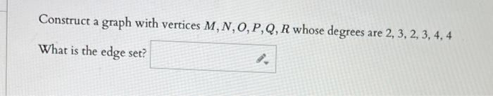 Solved Construct a graph with vertices M,N,O, P, Q, R whose | Chegg.com