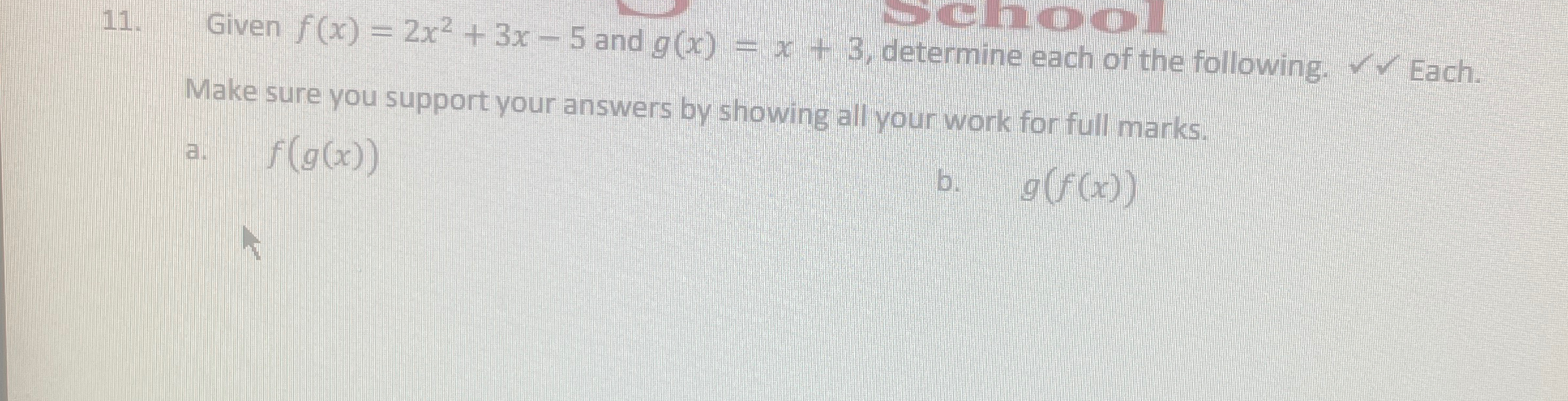 Solved Given f(x)=2x2+3x-5 ﻿and g(x)=x+3, ﻿determine each of | Chegg.com
