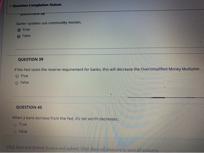 Solved Question Completion Status: QUESTION Barter systems | Chegg.com