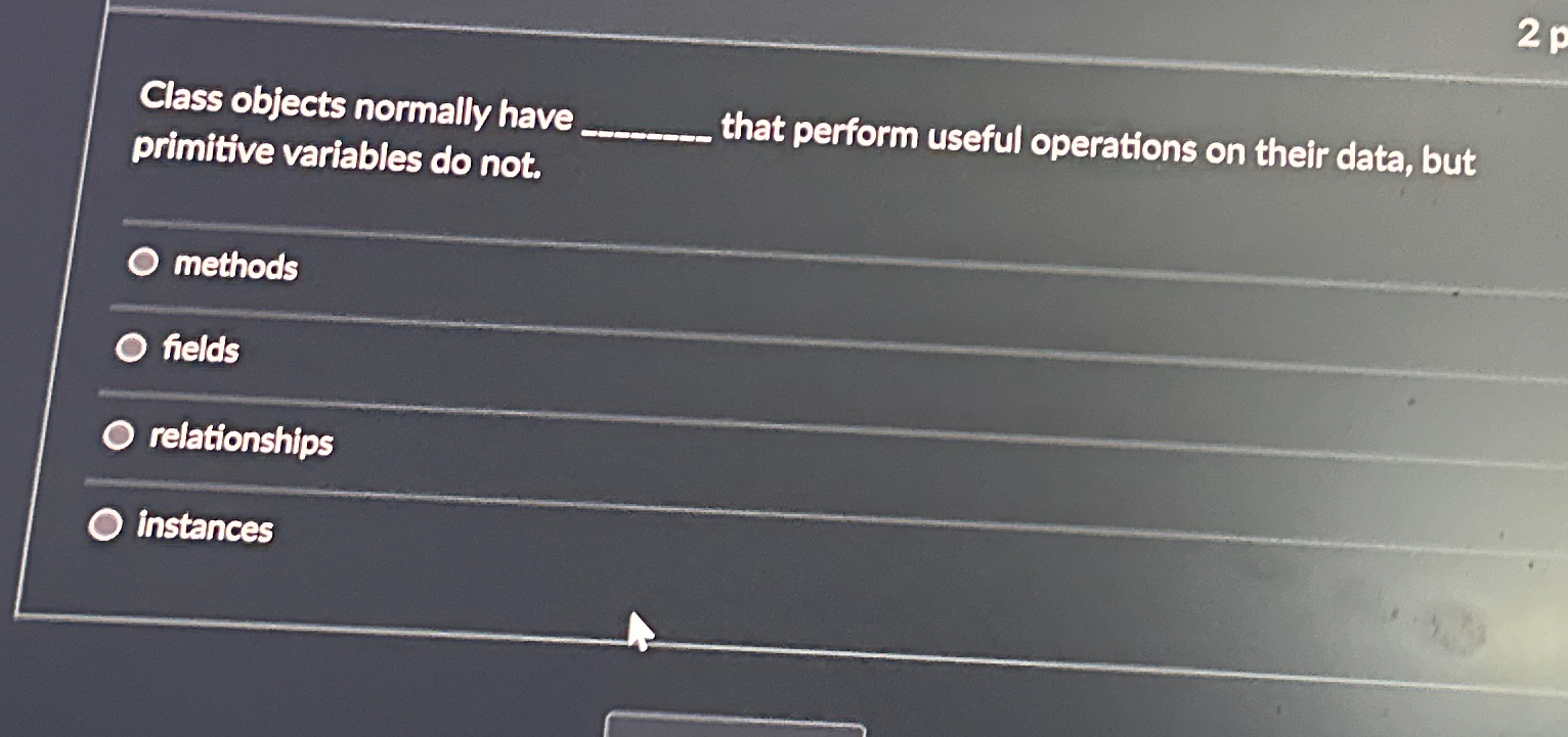 Solved Class objects normally have q, ﻿that perform useful | Chegg.com