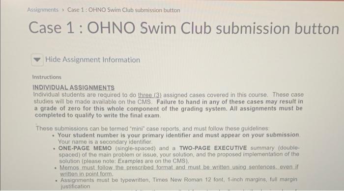 Hide Assignment Information Instructions INDIVIDUAL | Chegg.com