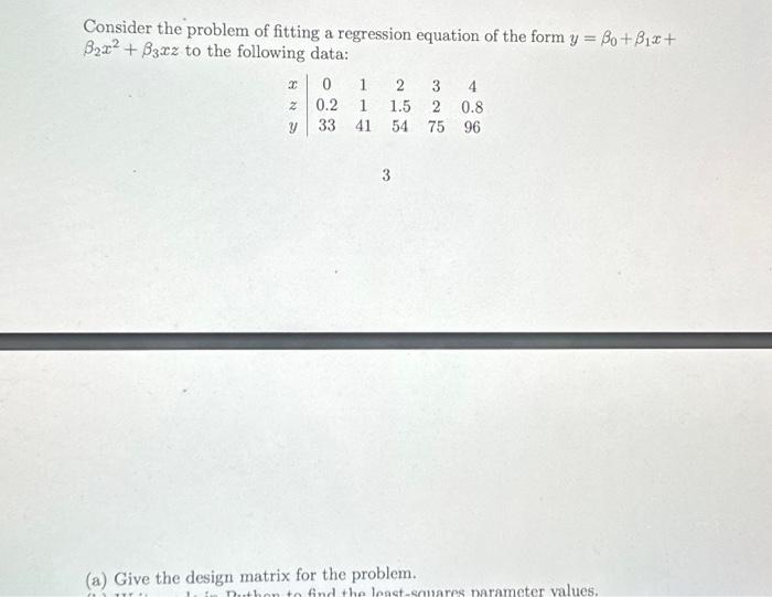 Solved Consider the problem of fitting a regression equation | Chegg.com