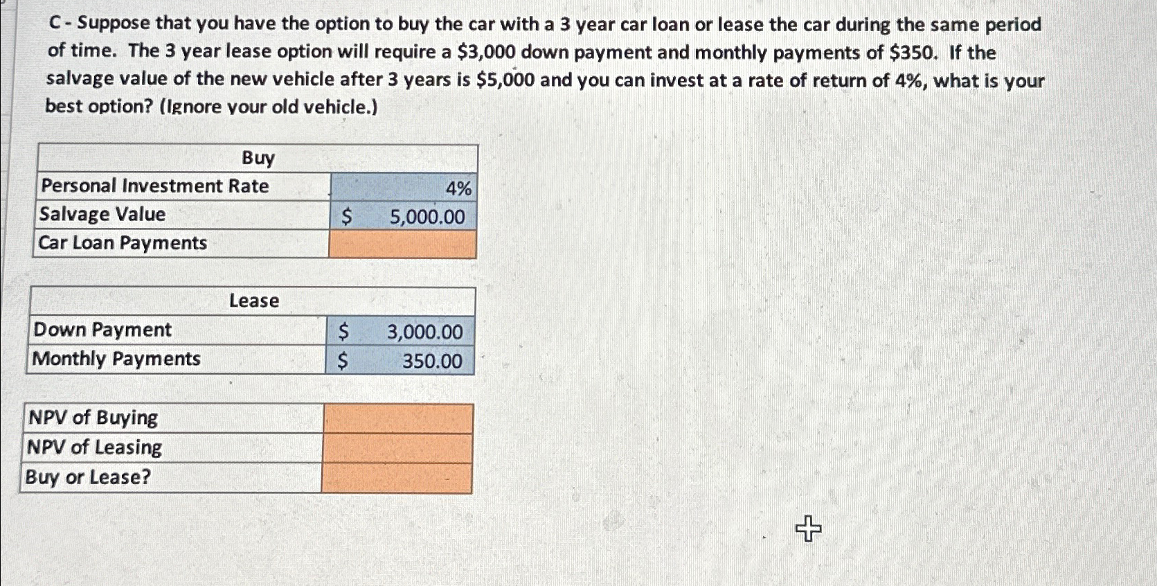 Solved C-Suppose that you have the option to buy the car | Chegg.com