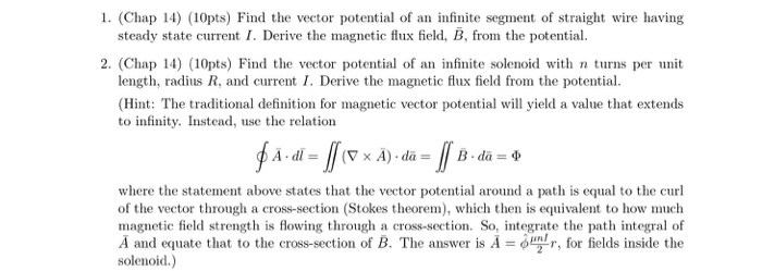 Solved 1. (Chap 14) (10pts) Find the vector potential of an | Chegg.com