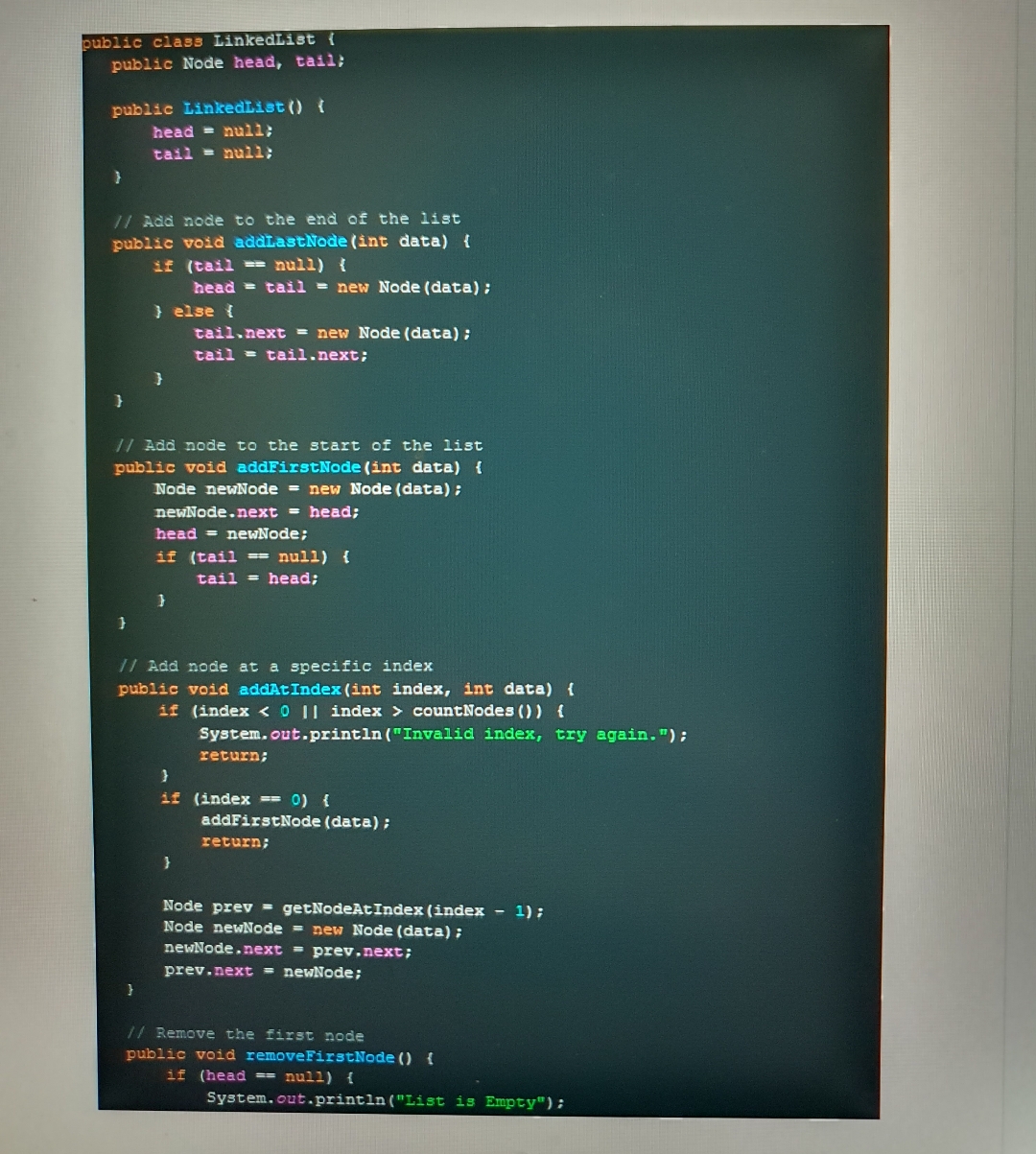 public class LinkedList }public Node head, | Chegg.com