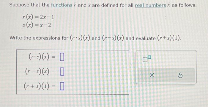 Solved Suppose that the functions r and s are defined for | Chegg.com