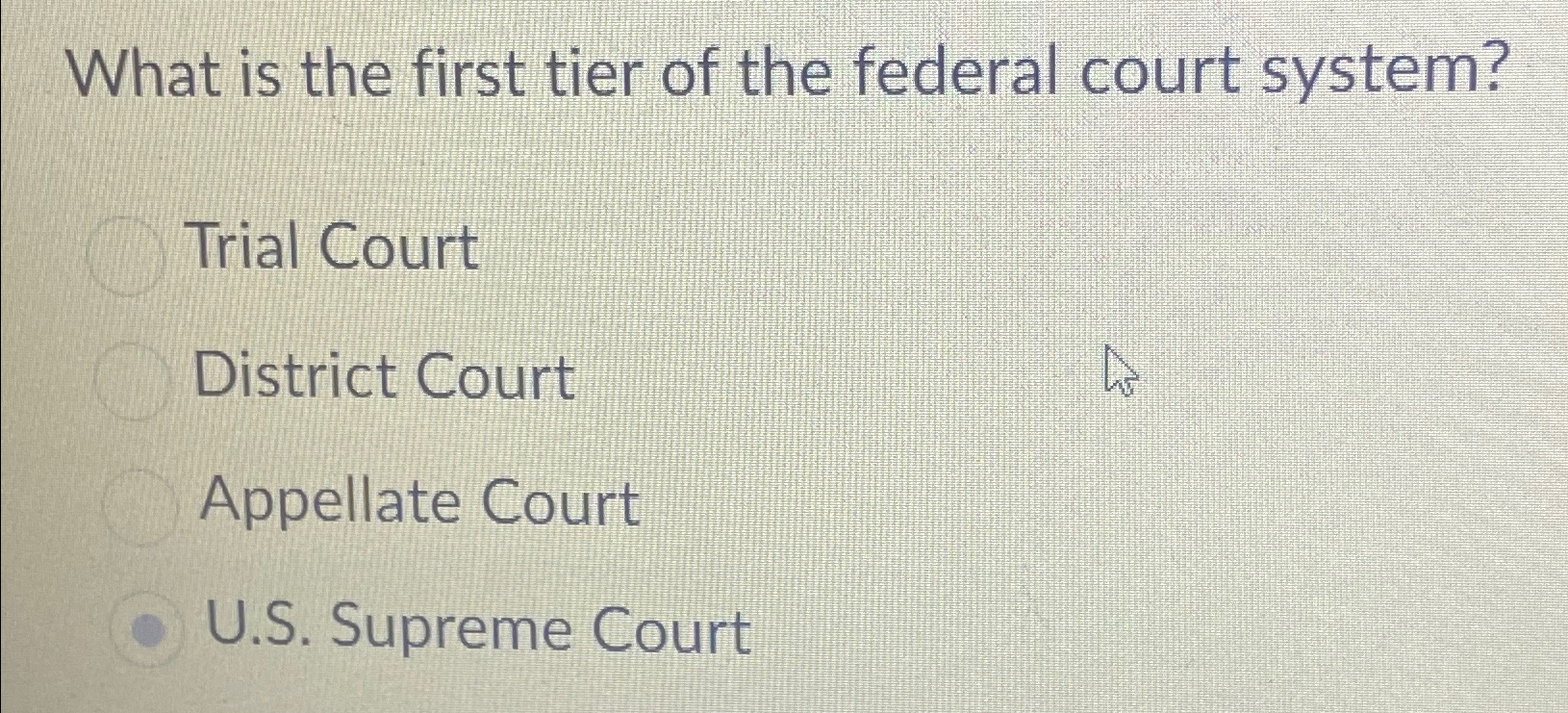 Solved What is the first tier of the federal court | Chegg.com